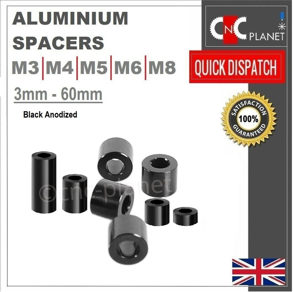 Black Aluminium Standoff Spacers M3 M4 M5 M6 M8 M10 stand off Round ...