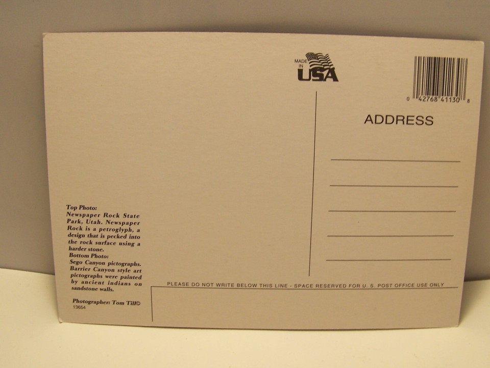 Postcard Petroglyphs and Pictographs newspaper rock & Sego Canyon ...