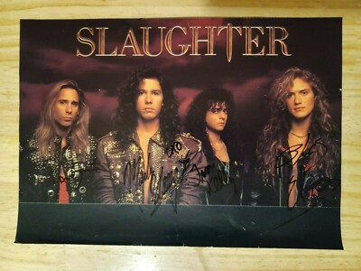 SLAUGHTER ROCK BAND ALL 4 ORIGINAL MARK SLAUGHTER TIM KELLY AUTOGRAPHED ...