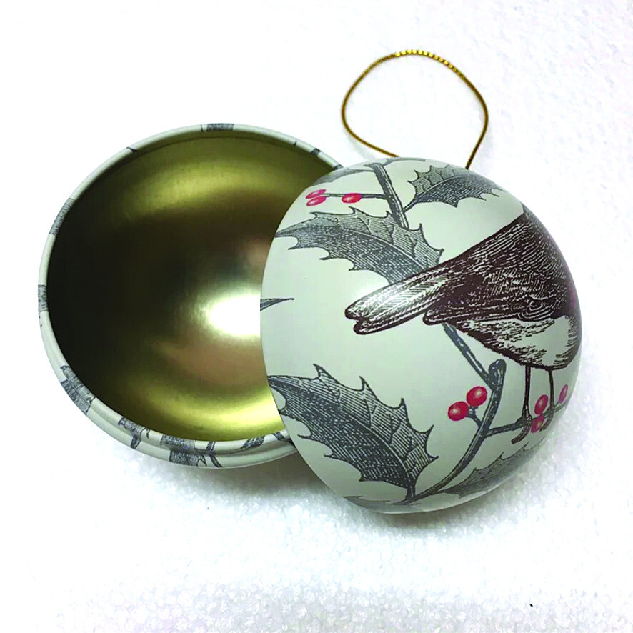 4 ROBIN CHRISTMAS TREE BAUBLE HANGING Hanger Metal Box Decoration ...