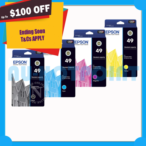Genuine Epson T10E #49 BK/C/M/Y Ink Set Value Pack for XP-2205, XP-4205 ...