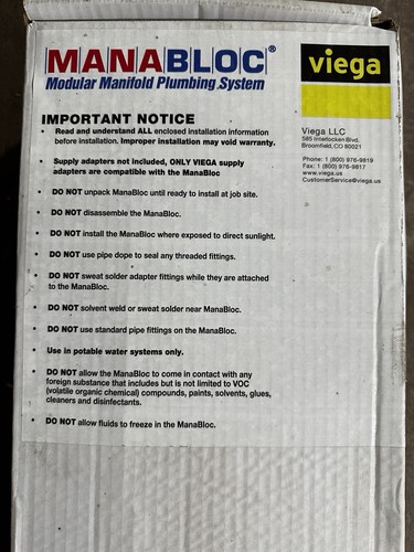 Water Manabloc Plumbing System 24 Port - Adapters Included - Open Box ...