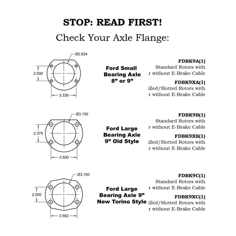 Ford Old Style Rear Disc Conversion Kit tandard Rotors w/o E-Brake ...