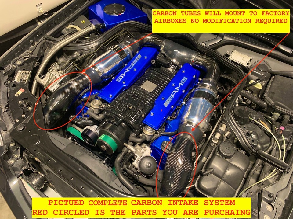 FABTECH Carbon Fiber Intake Mercedes Benz CLS55 E55 Intake Tubes AMG ...