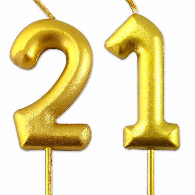 Gold Number 21 Candle 21st Birthday Party Cake Decoration Anniversary ...