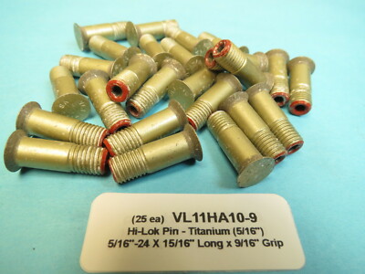 (25) Titanium 5/16”-24 x 15/16” Long Hi-Lok Flush Aerospace Pin Bolt ...