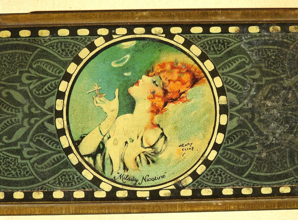 1920's Vintage Milady Nicotine Tin w/ Art Deco Lady Graphic by Henry ...