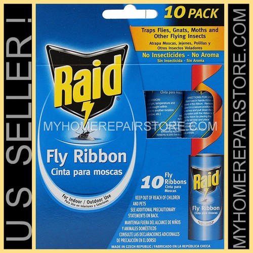 10 / $ 9 — 1 PACK OF 10 — RAID FLY RIBBON — FLYING INSECT — GLUE STRIP ...