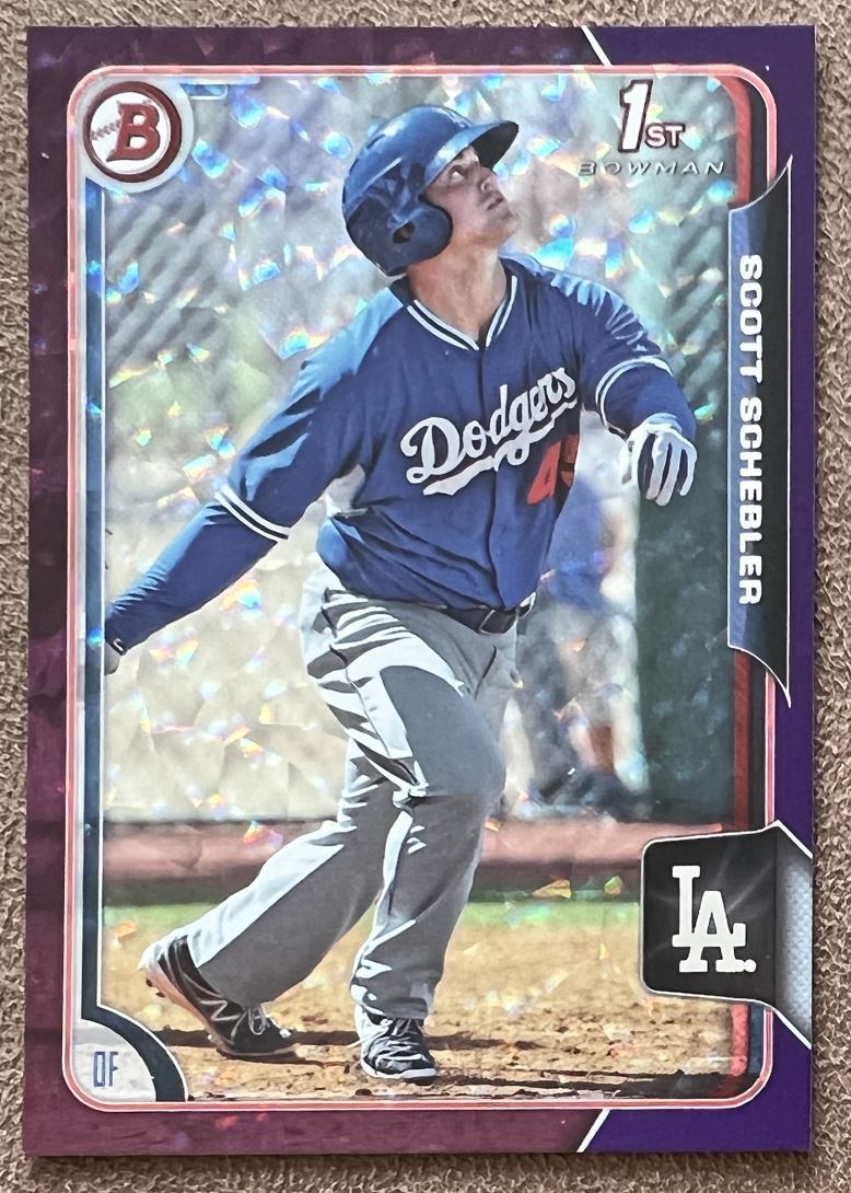 2015 Bowman Prospects Purple Scott Schebler /50 Los Angeles Dodgers # ...