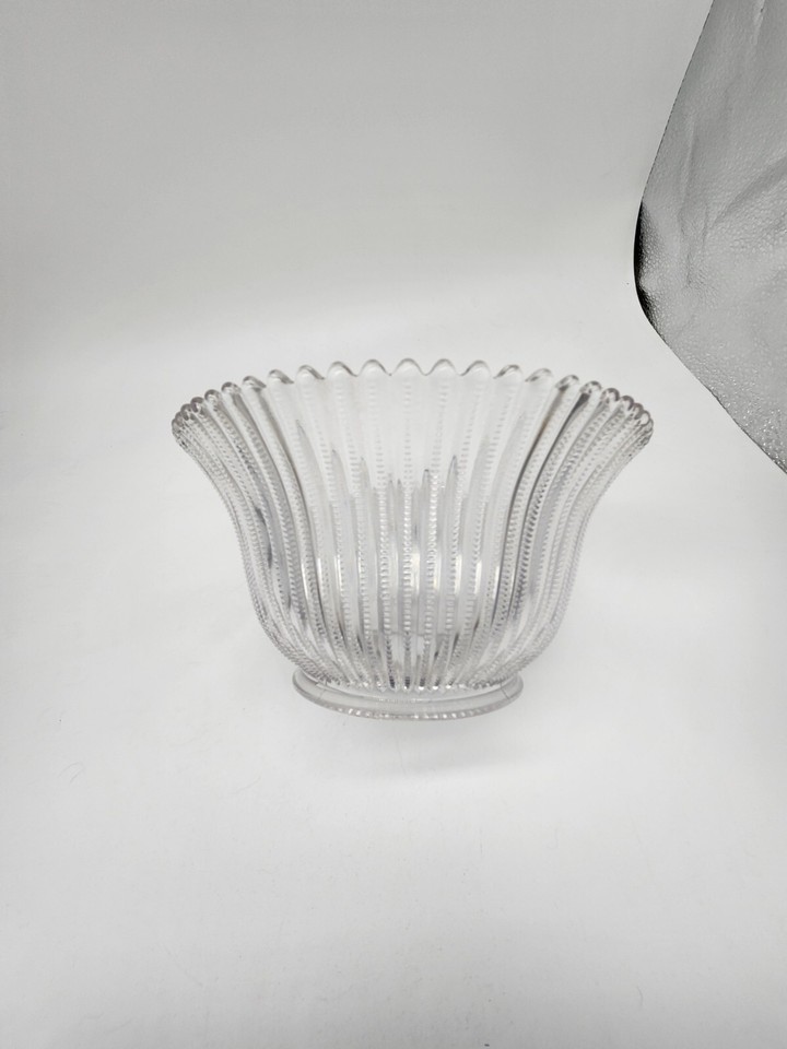 Vintage Clear Antique Zipper Pattern Glass Gas Shade 4" Fitter | eBay