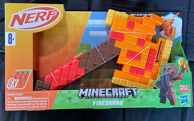 Hasbro Nerf Minecraft Firebrand Dart Blasting Axe Toy and 6 Foam ...