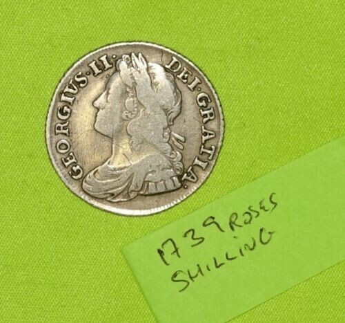 1739 Roses Silver One SHILLING Coin King George II (1727-60) ESC1201 | eBay