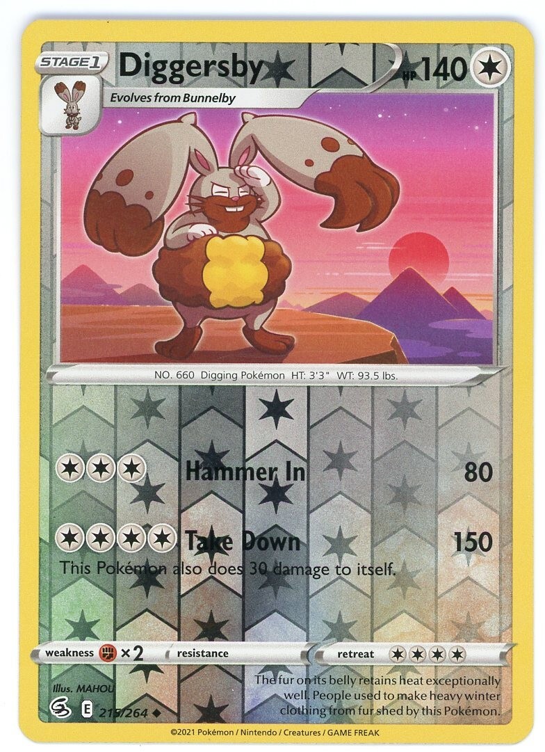 Pokemon Diggersby 215/264 Reverse Holo Uncommon Fusion Strike NM/MT | eBay