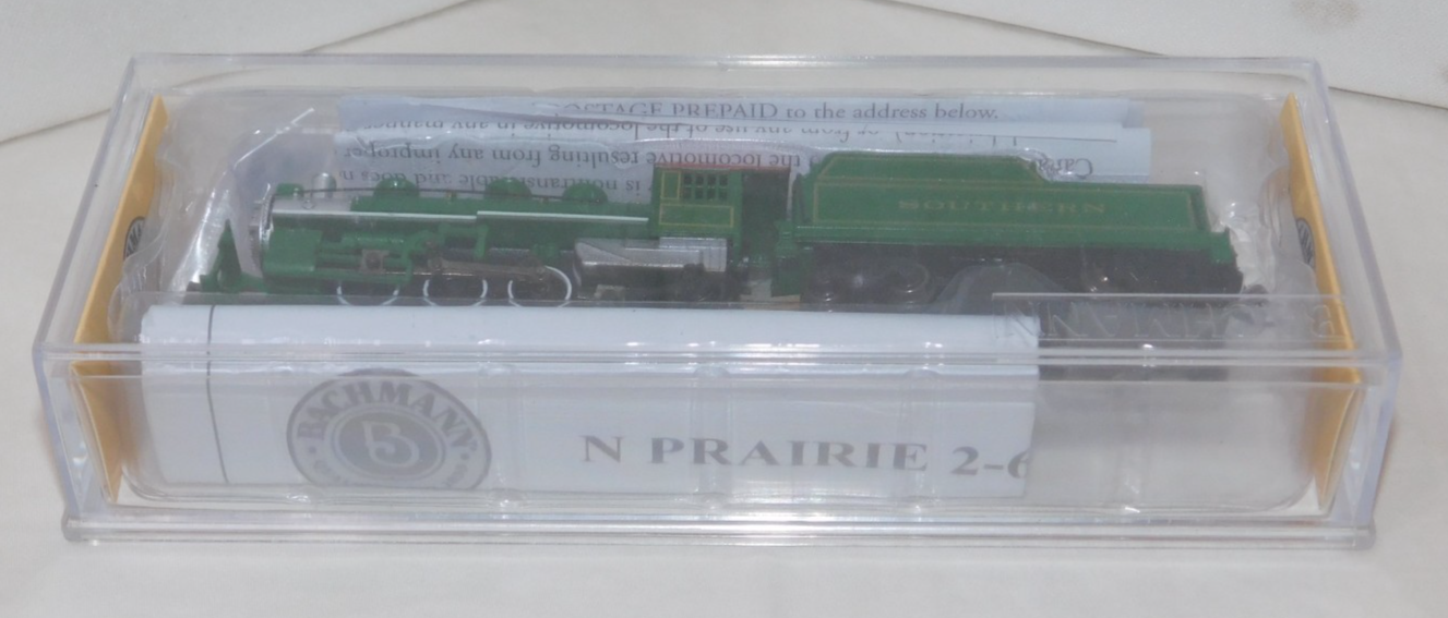 N Scale Bachmann SOUTHERN Prairie 2-6-2 & Tender Locomotive MINT IN BOX ...