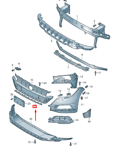 VW ARTEON 3H7 FRONT RADIATOR GRILLE CENTER LOWER TRIM 3G8807719BGRU NO ...