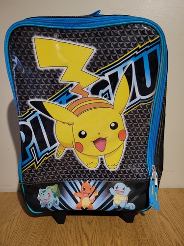 Genuine Pokemon Pikachu Rolling Suitcase Carry On Kids Youth 2015 Black ...
