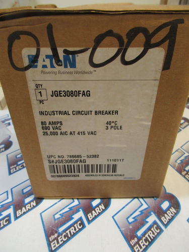 Eaton JGE3250NN JGE3080 J250E Circuit Breaker 80 Amp 690VAC 3 Pole 25K ...
