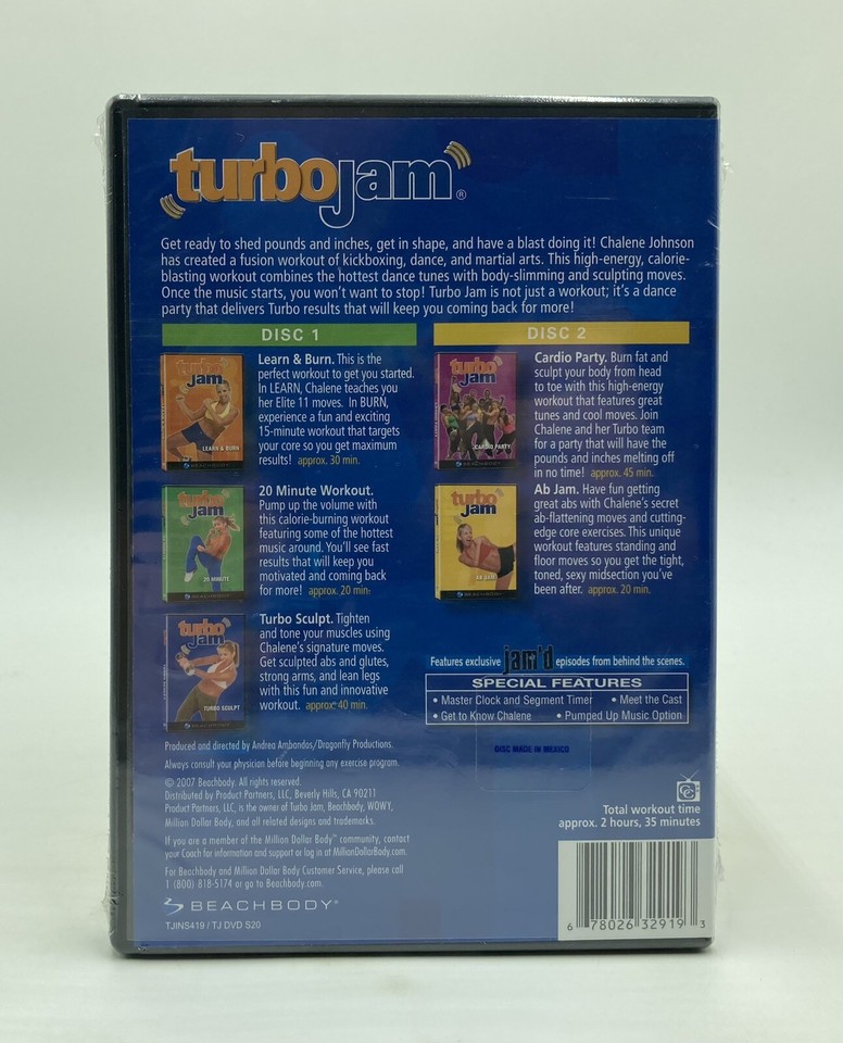 Turbo Jam 5 Rockin Workouts 2-Disc DVD NEW Beachbody Chalene Johnson ...