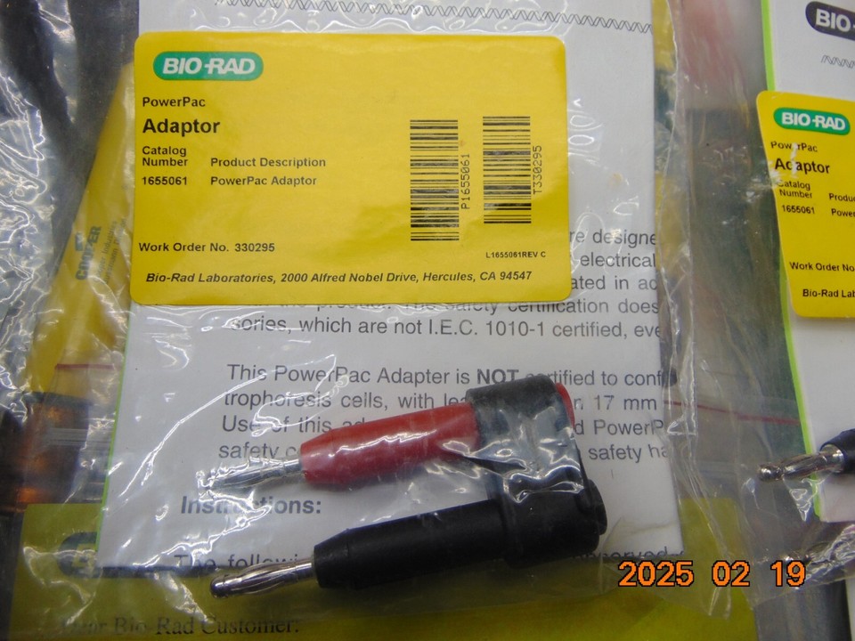 (1) Bio Rad 1655061 PowerPac Adaptor Banana Clip Electrophoresis Cell ...