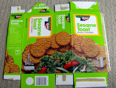 vintage 1970s KEEBLER Seasme Toast snack crackers OLD FOOD PACKAGING ...