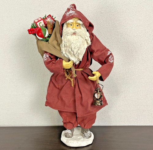 Vintage Handmade Folk Art Santa Claus Decoration Fabric Mache Christmas ...