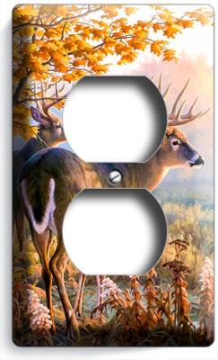 WHITETAIL DEER BUCK AUTUMN FOREST MAPLE TREE OUTLET WALL PLATES CABIN ...
