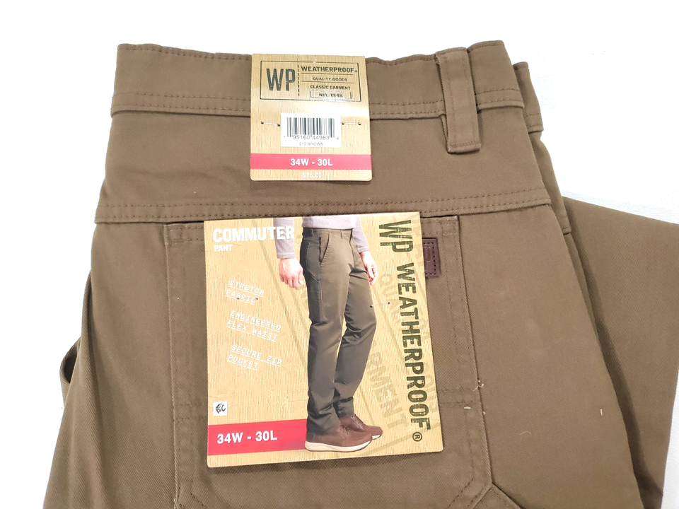 Mens Weatherproof Regular Fit Straight Leg Flex Commuter Pants 34 x 30 ...
