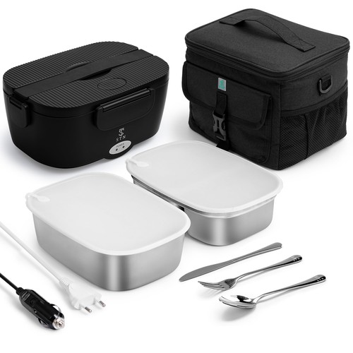 STN Gamelle Chauffante 80w Lunch Box Chauffante avec 2 Récipients De ...