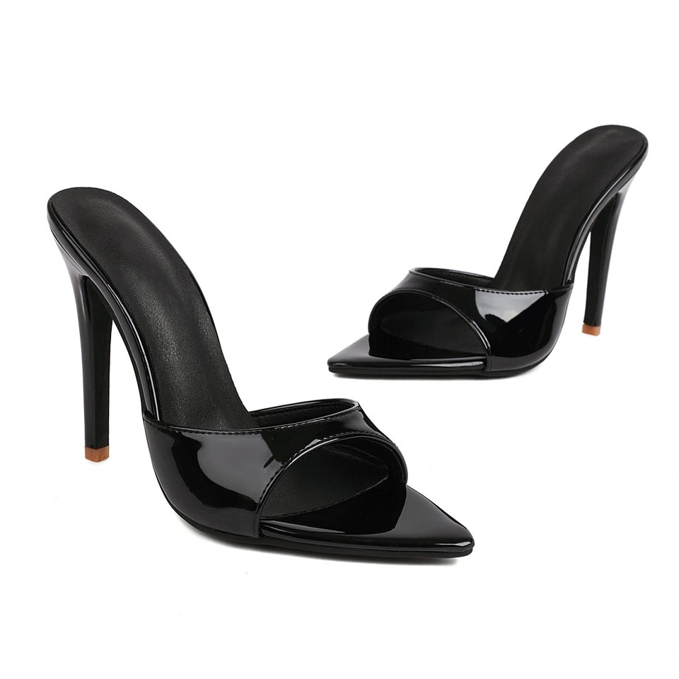 Women's Peep Pointed Toe Sandals Shoes Stilettos High Heel Slides Mules ...