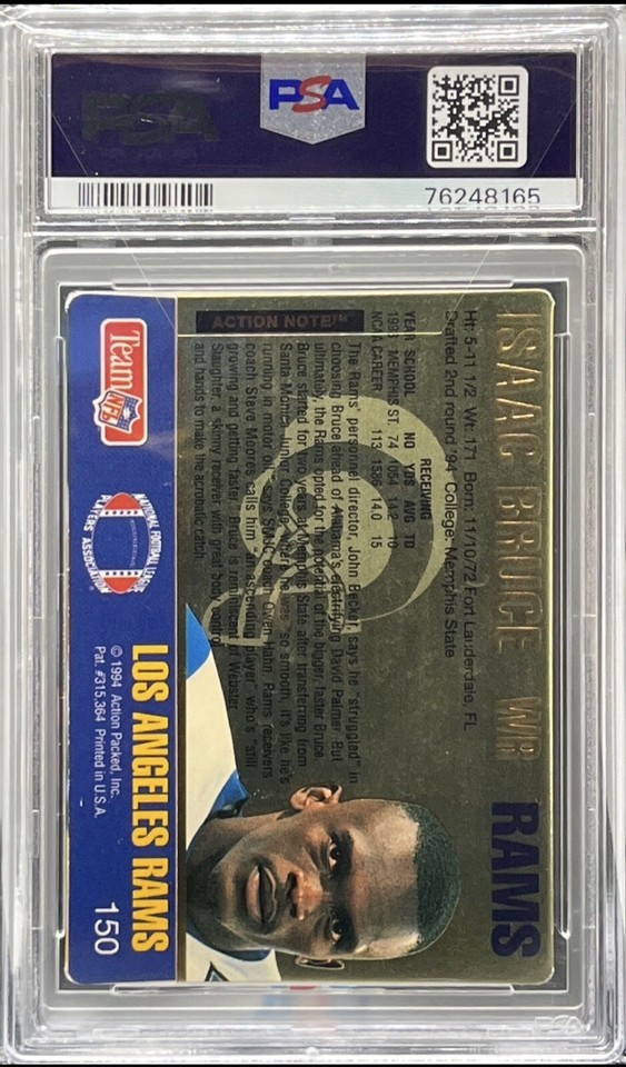 Isaac Bruce LA Rams 1994 Action Packed Autographed Rookie Card ***PSA ...