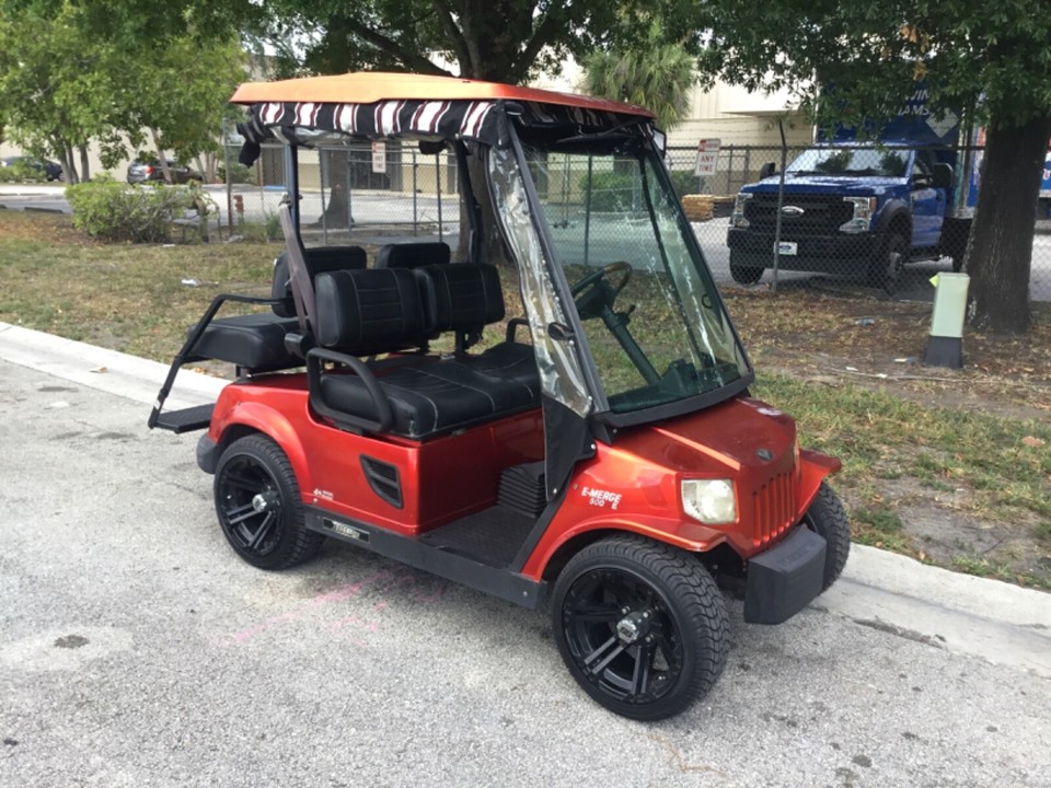 2009 Tomberlin emerge red 4 passenger seat golf cart 48v street legal ...