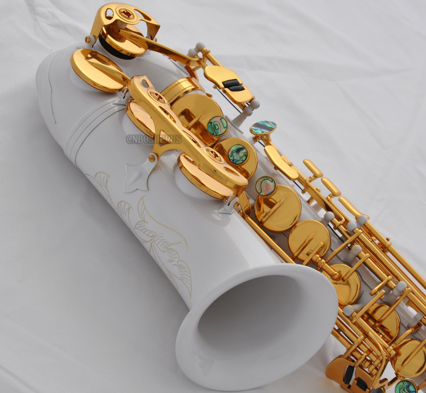 Top White Paint Alto Saxophone Eb Sax Abalone Keys High F# With Case ...