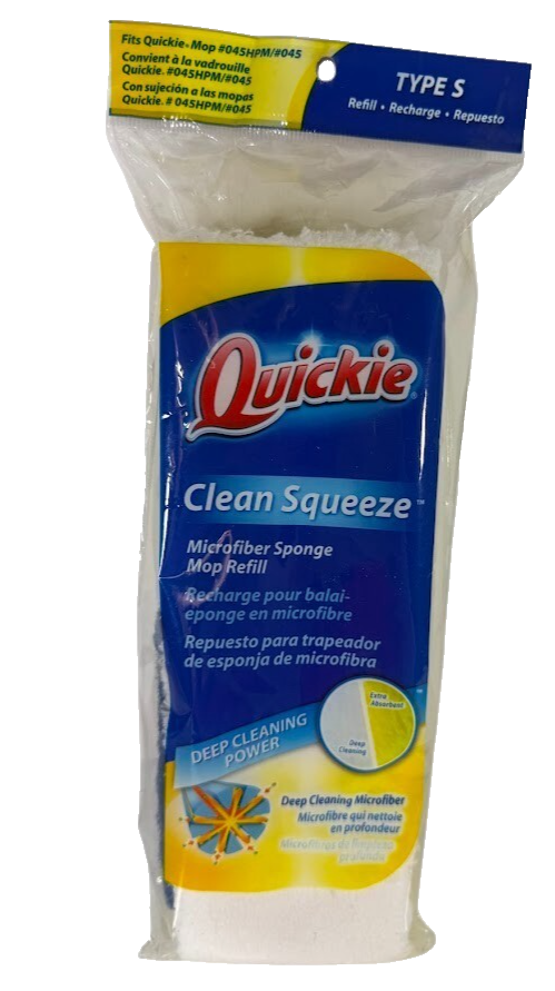 2X Quickie Clean Squeeze Microfiber Sponge Mop Refill Replace Type S 045HPM #045 | eBay