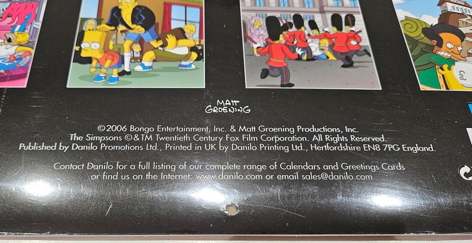 The Simpsons - Sealed - 2007 Fun Calendar - Scarce UK - Danilo - Bongo ...