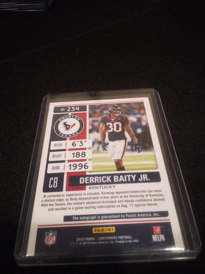 2019 Contenders Derrick Baity Jr Rookie Ticket Auto #234 Texans | eBay