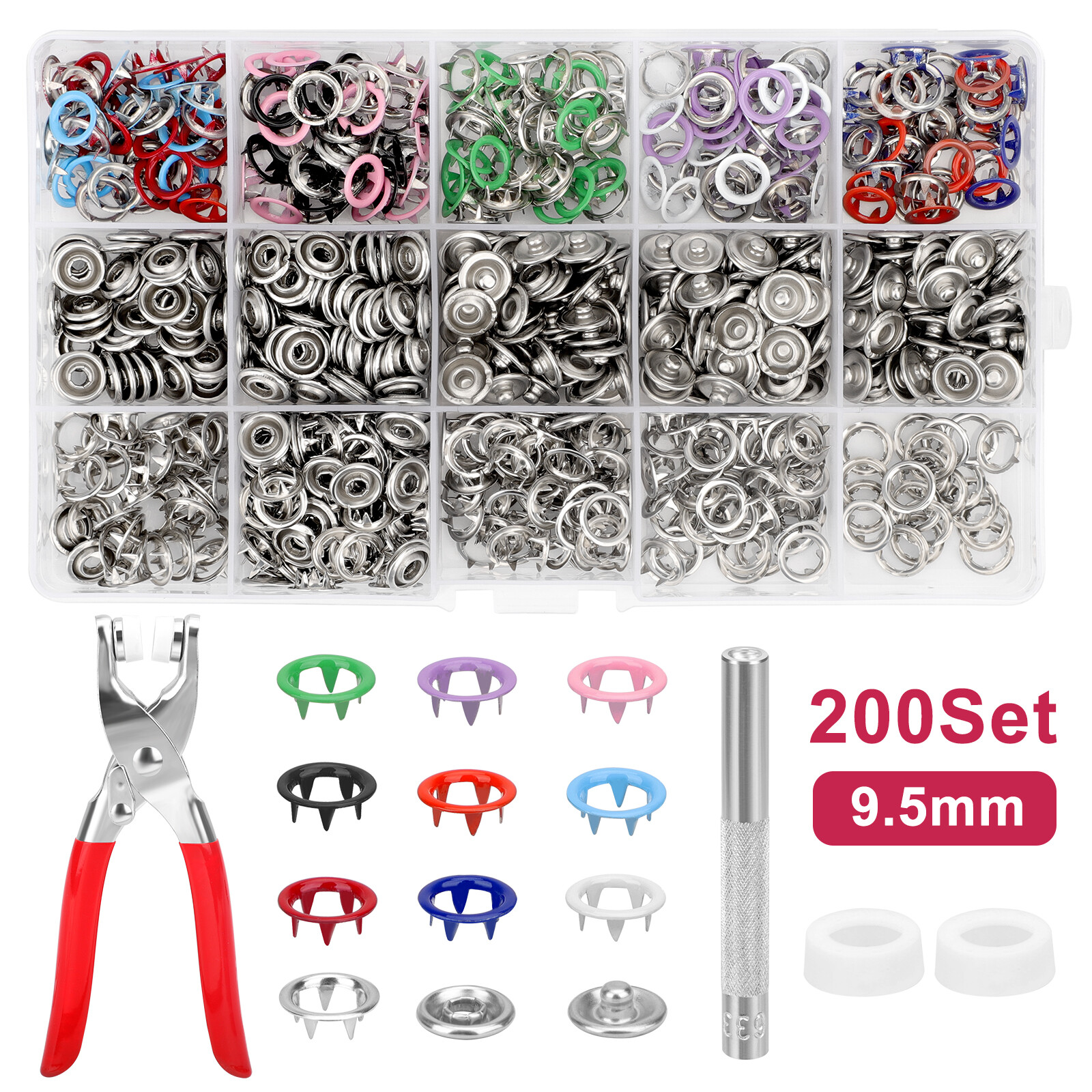 200 Set Snap Button Kit for Clothing Sewing Craft with Fastener Plier ...