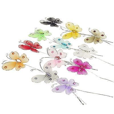 Lot of 60 Craft Artificial Fake Butterflies Picks Mini Size! Nylon with ...