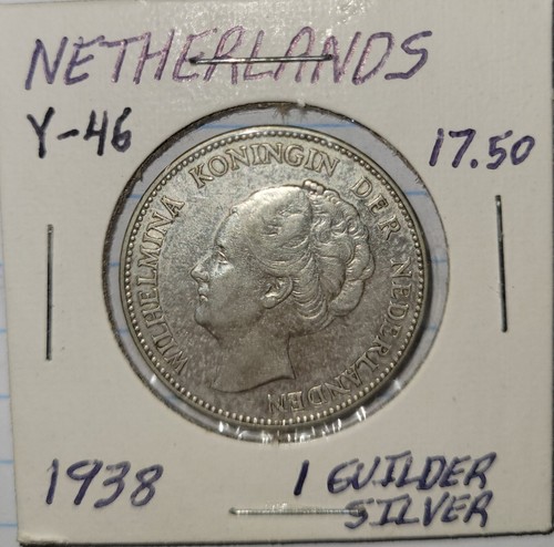 1938 Netherlands w Queen WILHELMINA Silver 1 Guilder Coin | eBay