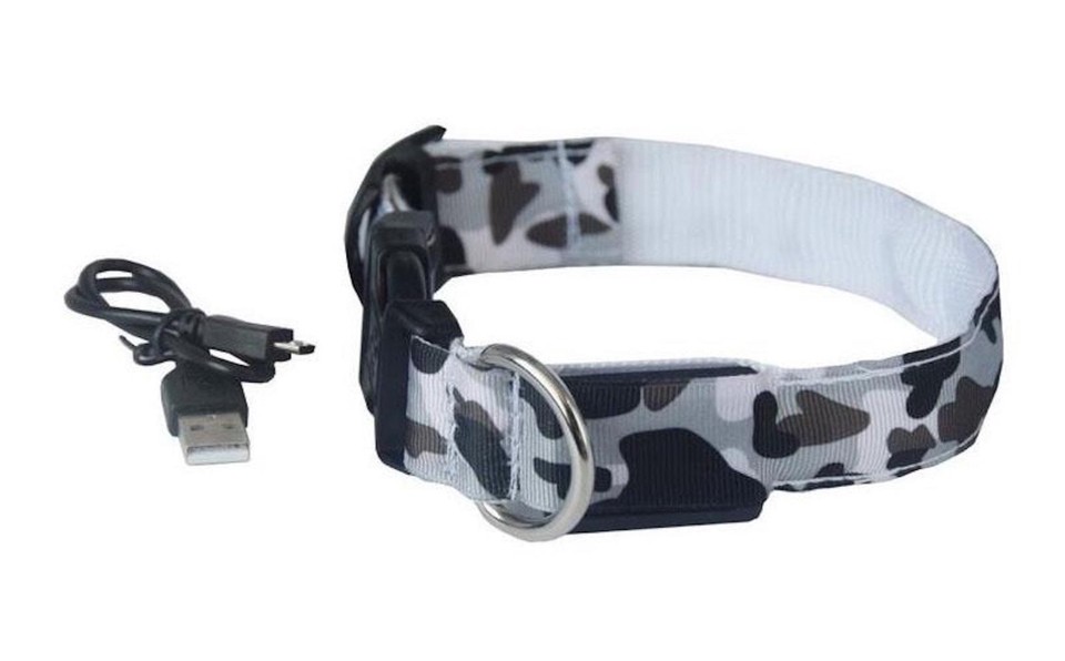 RECHARGEABLE LED PET GLOW COLLAR dog cat safety neck harness flash ...