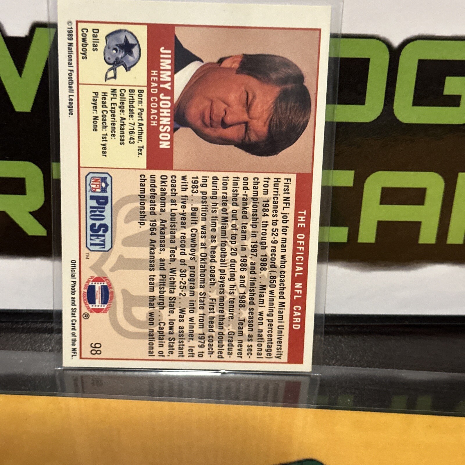 1989 Pro Set #98 Jimmy Johnson Dallas Cowboys Football | eBay