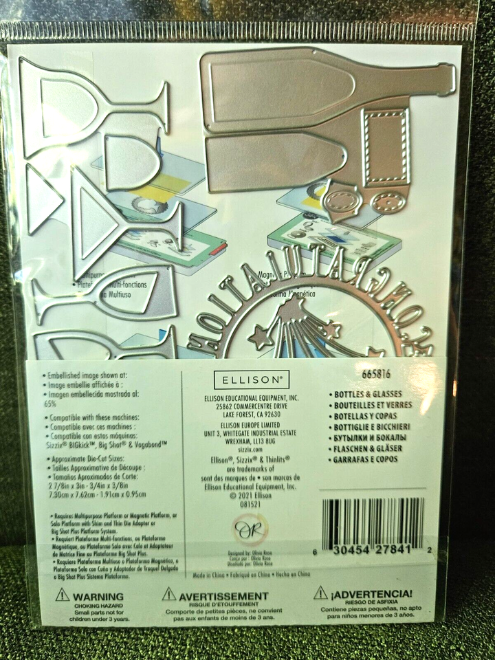 Sizzix Bottles & Glasses Thinlits die set by Olivia Rose 665816 ~NEW~ | eBay