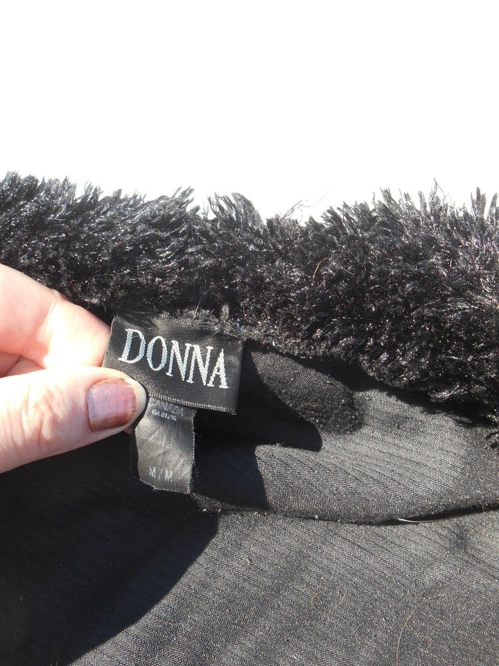 Vintage 90s Donna Black FAUX FUR SHAGGY SHERPA GLAM FURRY RAVE COAT ...