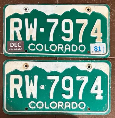 Colorado 1981 JEFFERSON COUNTY License Plate PAIR # RW-7974 | eBay