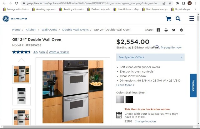 GE JRP28SKSS 24" Stainless Double Electric Wall Oven for sale online | eBay