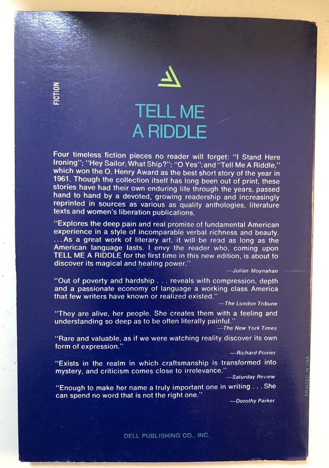 Tell Me A Riddle by Tillie Olsen Ninth Printing Dell Publishing Co ...