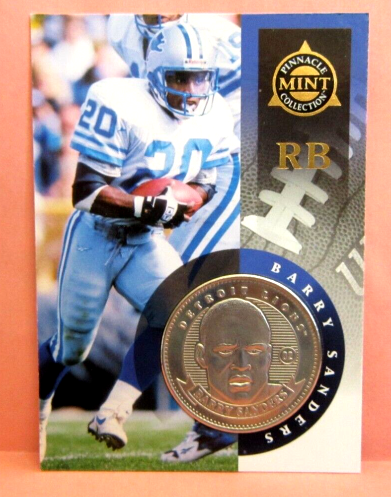 BARRY SANDERS 1998 PINNACLE MINT NICKEL COIN&SPORTS CARD#2 1:41PK!LIONS ...
