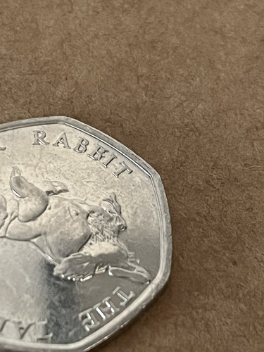 Rare miss stamped coin (The Tale of Peter Rabbit Beatrix Potter 50p ...