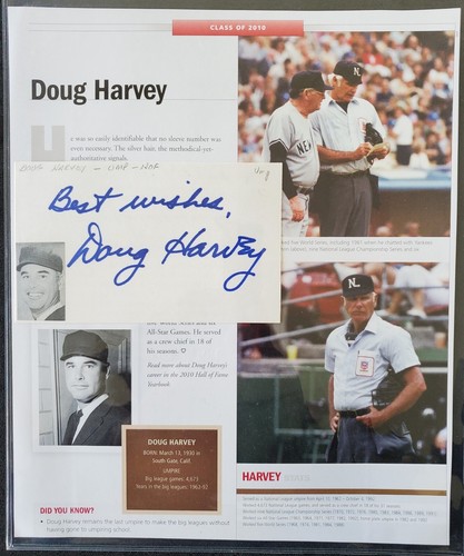 Doug Harvey Autograph Umpire MLB 3x5 Index Card | eBay