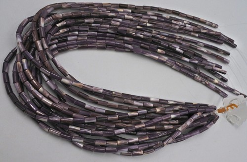 Dark 8mm x 4mm wampum quahog shell beads 16” strand. One Strand 48 ...