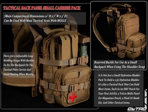 Tactical Small MOLLE Hydration Pack Outdoor Water Bladder Carrier Pack ...